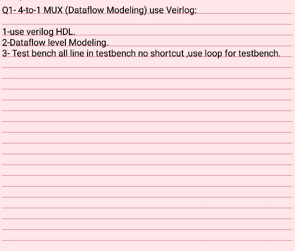 Solved Q1 4 To 1 Mux Dataflow Modeling Use Veirlog 1 Use