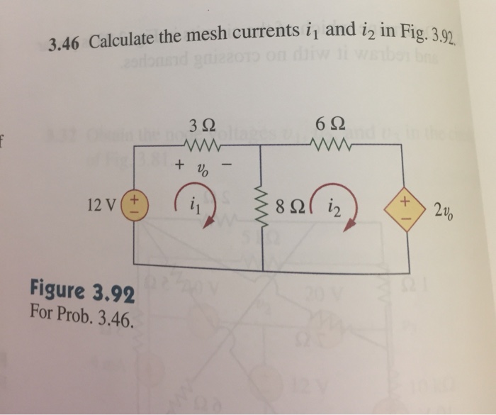 Solved Calculate the mesh currents i_1 and i_2 in Fig. 3.92. | Chegg.com