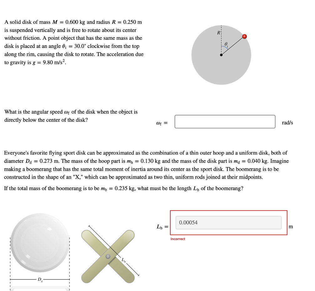 Solved A solid disk of mass M=0.600kg ﻿and radius R=0.250mis | Chegg.com
