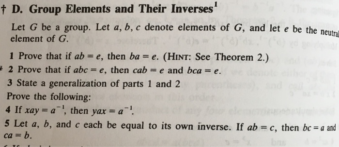 Solved Group Elements and Their Inverses Let G be a group. | Chegg.com