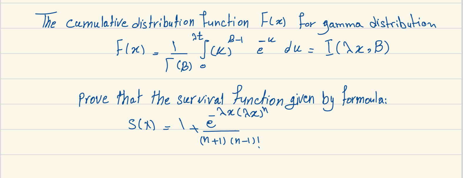 The cumulative distribution function F(x) ﻿for gamma | Chegg.com