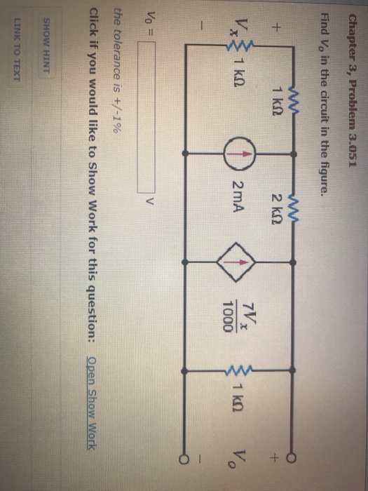 Solved Chapter 3, Problem 3.051 Find Vo in the circuit in | Chegg.com