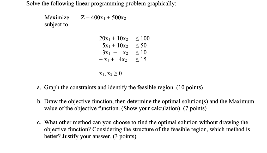 Solved Solve the following linear programming problem | Chegg.com