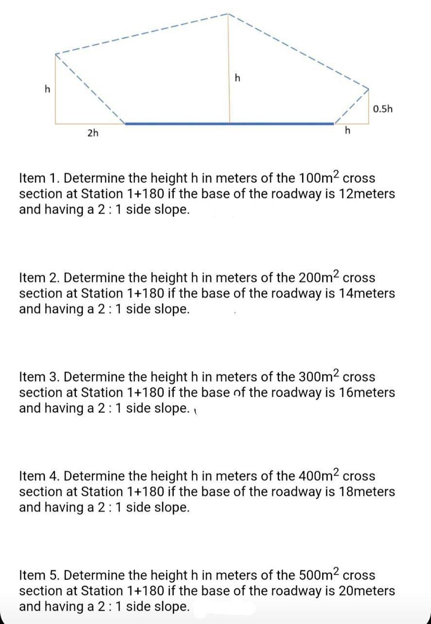 Solved h h h 2h Item 1. Determine the height h in meters of | Chegg.com