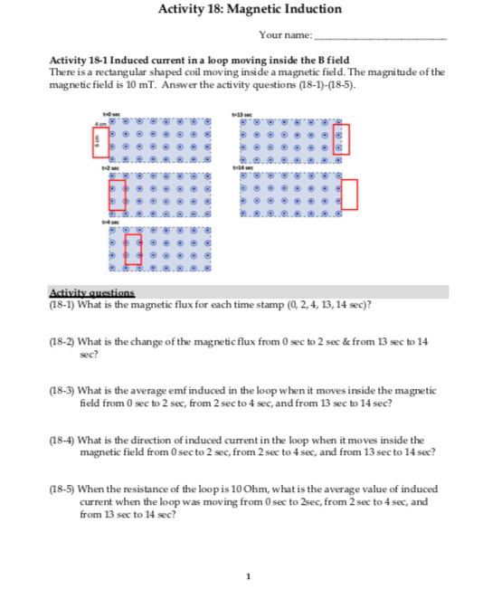 Solved Activity 18: Magnetic Induction Your name: Activity | Chegg.com
