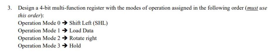 Solved 3. Design a 4-bit multi-function register with the | Chegg.com