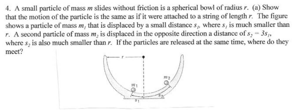 Solved 4. A small particle of mass m slides without friction | Chegg.com