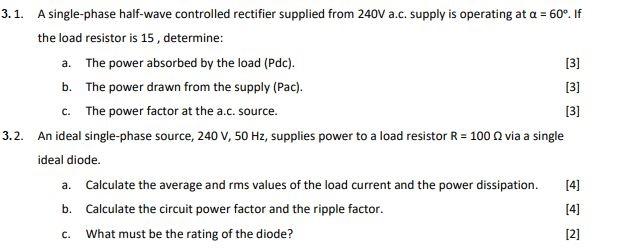 Solved 1. A single-phase half-wave controlled rectifier | Chegg.com