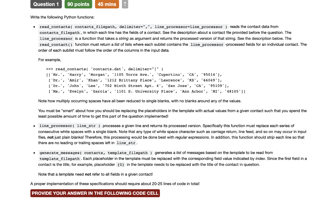 RUN THE FOLLOWING CODE CELL TO GENERATE THE FILE | Chegg.com