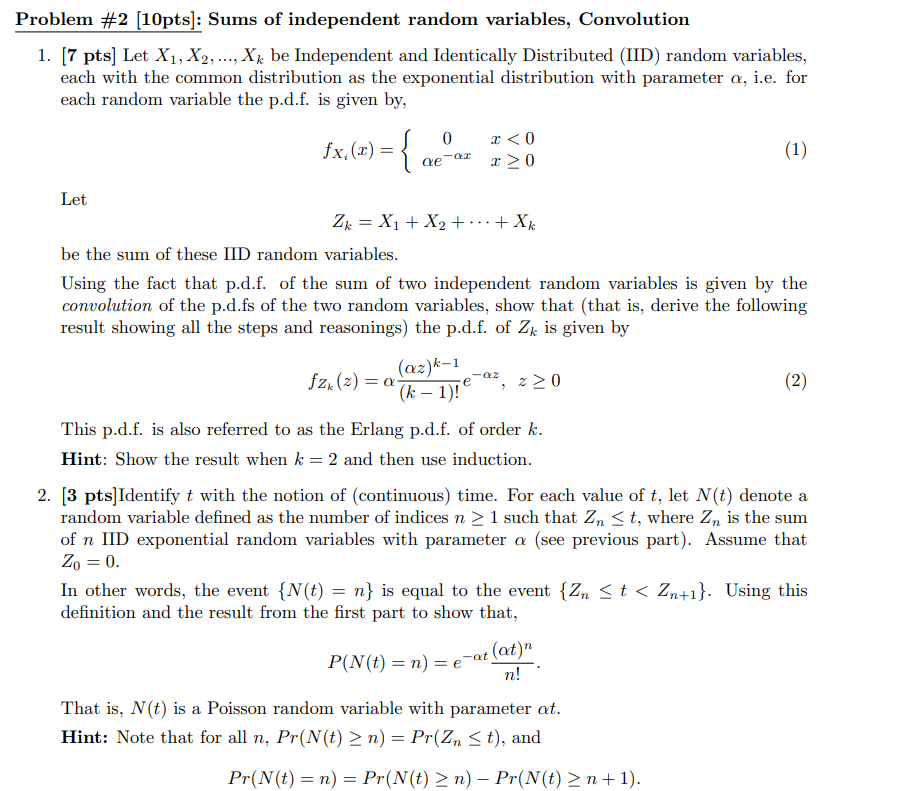 Solved oblem \#2 [10pts]: Sums of independent random | Chegg.com