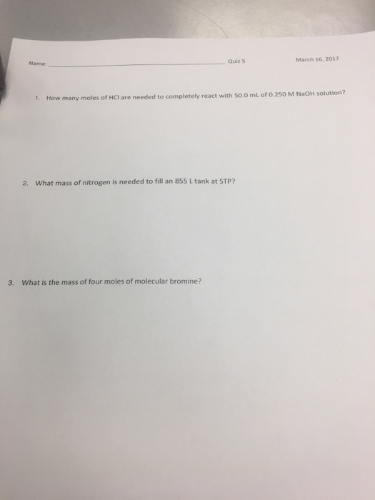 Solved How many moles of HCI are needed to completely react | Chegg.com