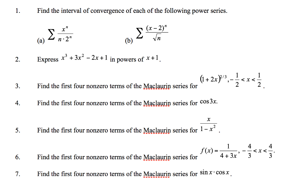 Solved Find the interval of convergence of each of the | Chegg.com