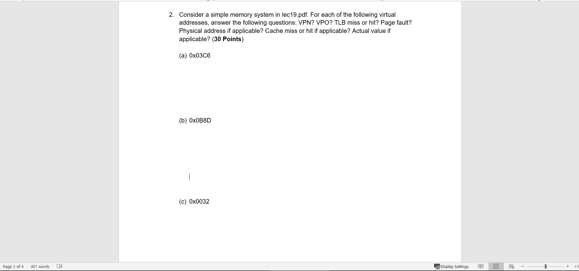 Solved 2 Consider A Simple Memory System In Lec19pdf For