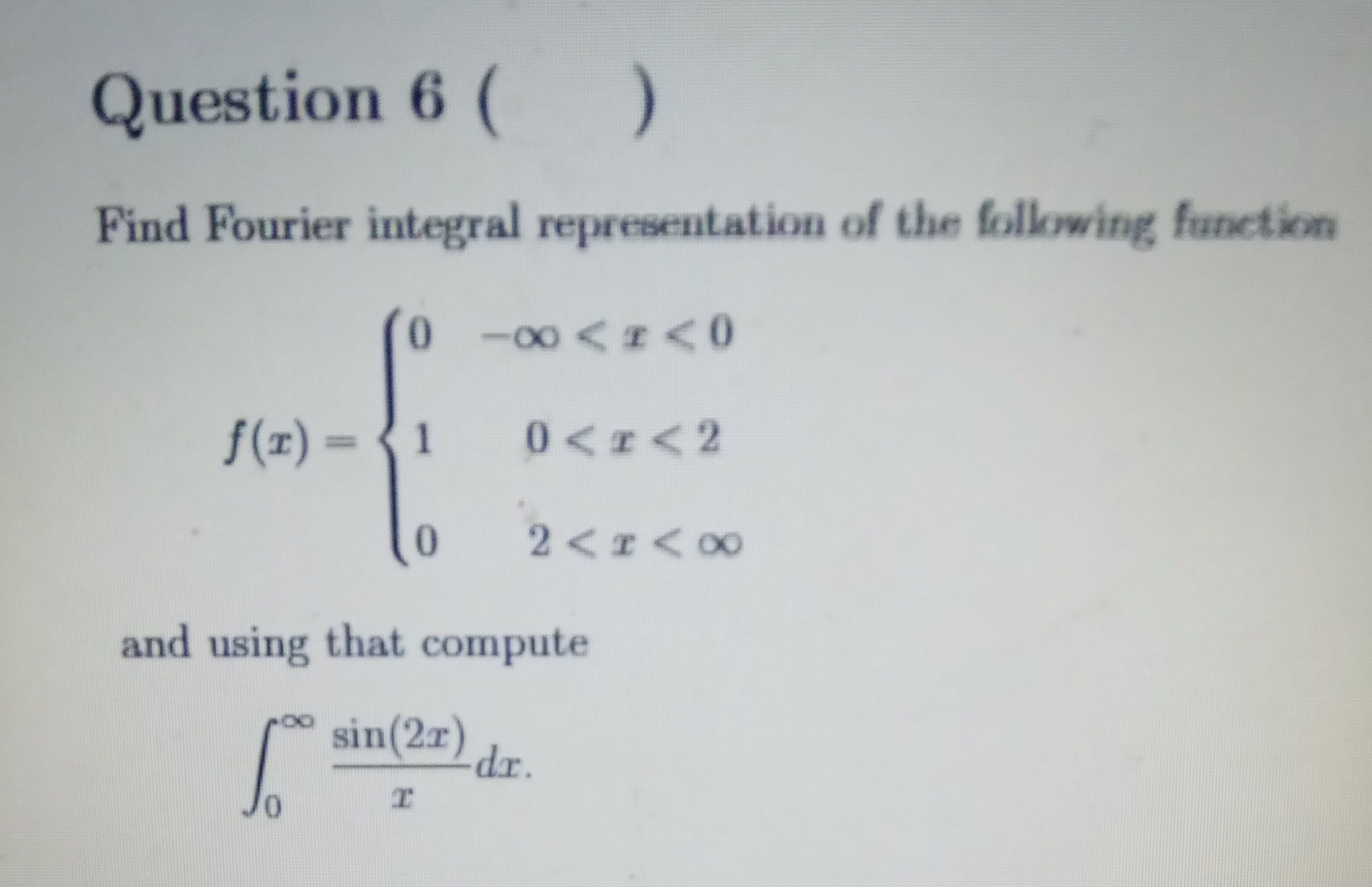 Find Fourier integral representation of the following | Chegg.com