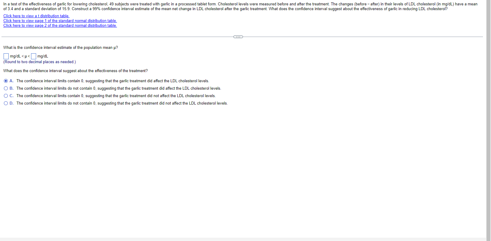 Solved Click here to view a t distribution table. Click here | Chegg.com