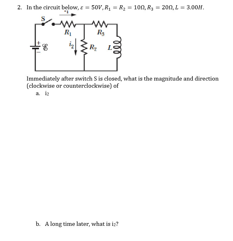 Solved In the circuit below, ε-50V,R1-R2-100,R3-200, 1-3.00H | Chegg.com