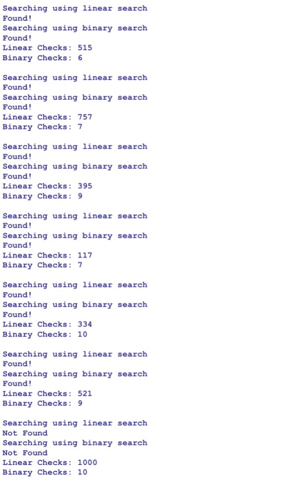 Solved Objective: Implement both linear search and binary | Chegg.com