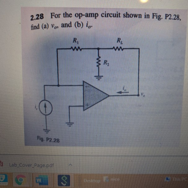 Solved 2.28 For the op-amp circuit shown in Fig. P2.28. find | Chegg.com