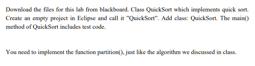 public class QuickSort { /** * Quicksort | Chegg.com