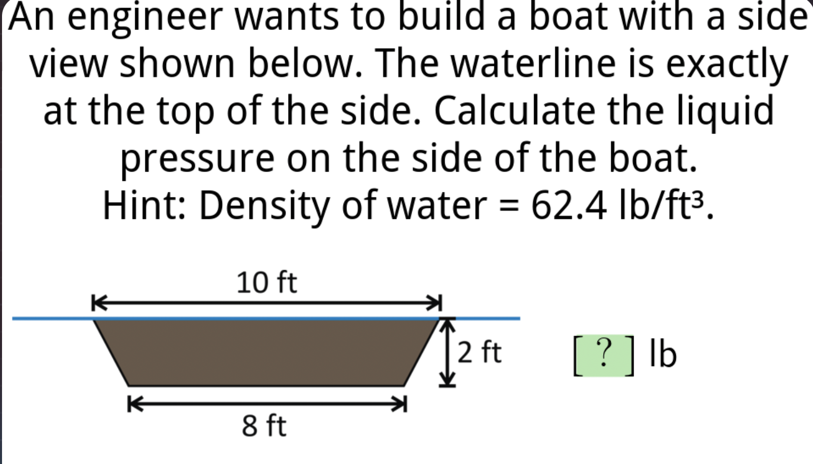 Solved An engineer wants to build a boat with a sideview | Chegg.com