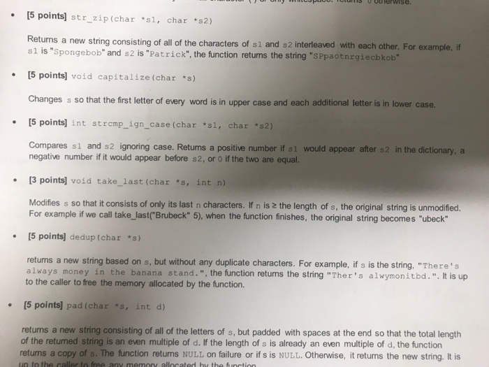 Solved [5 points] str_zip(char s1, char s2) Retuns a new | Chegg.com