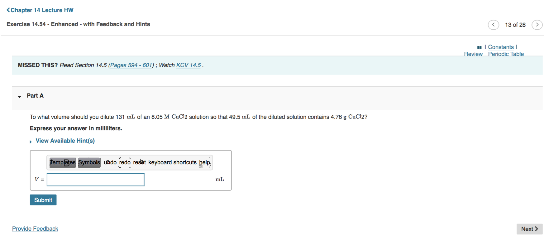 Solved a Review Constants 1 Periodic Table Part A MISSED | Chegg.com