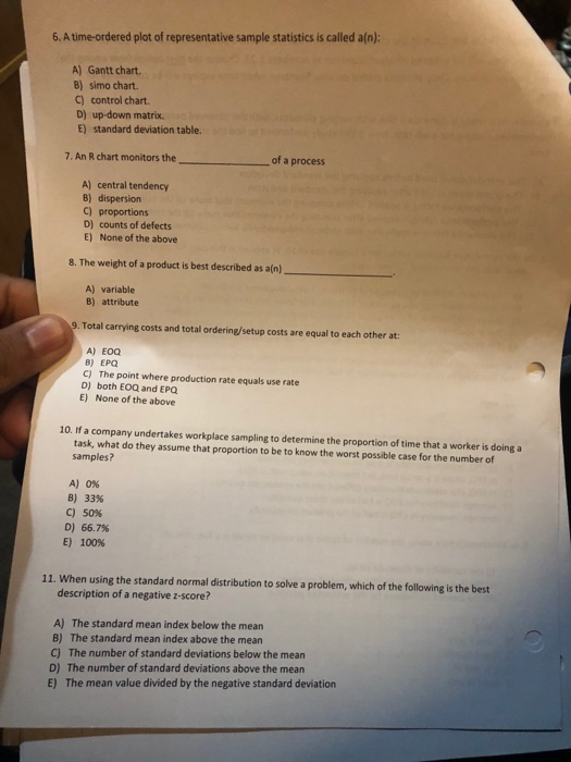 Solved 6. A time-ordered plot of representative sample | Chegg.com