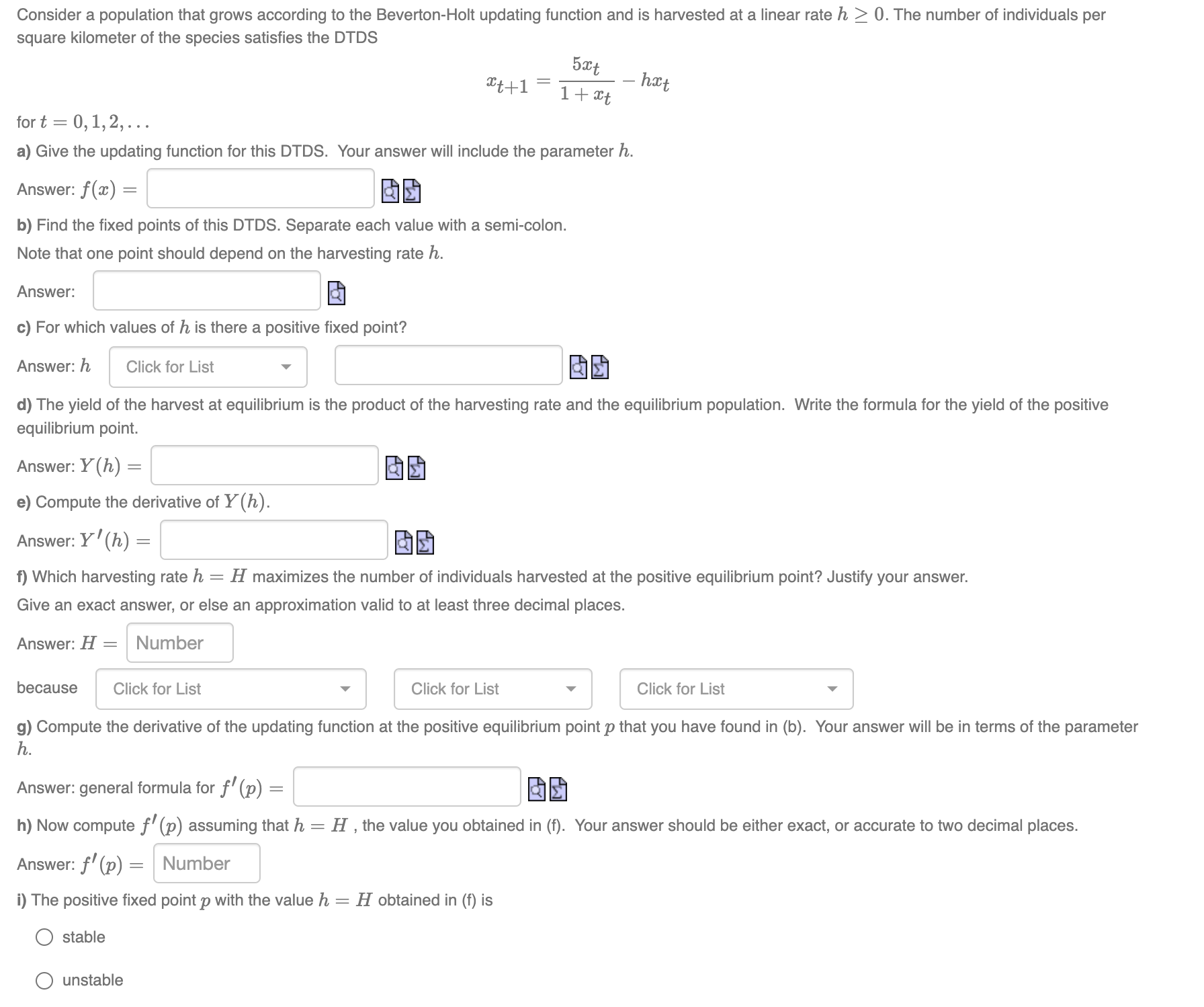 Solved Consider a population that grows according to the | Chegg.com
