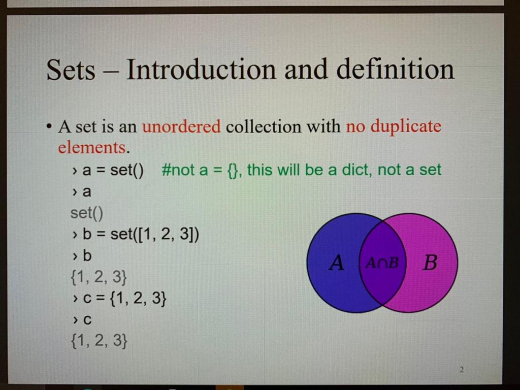 Solved Sets Introduction And Definition A Set Is An