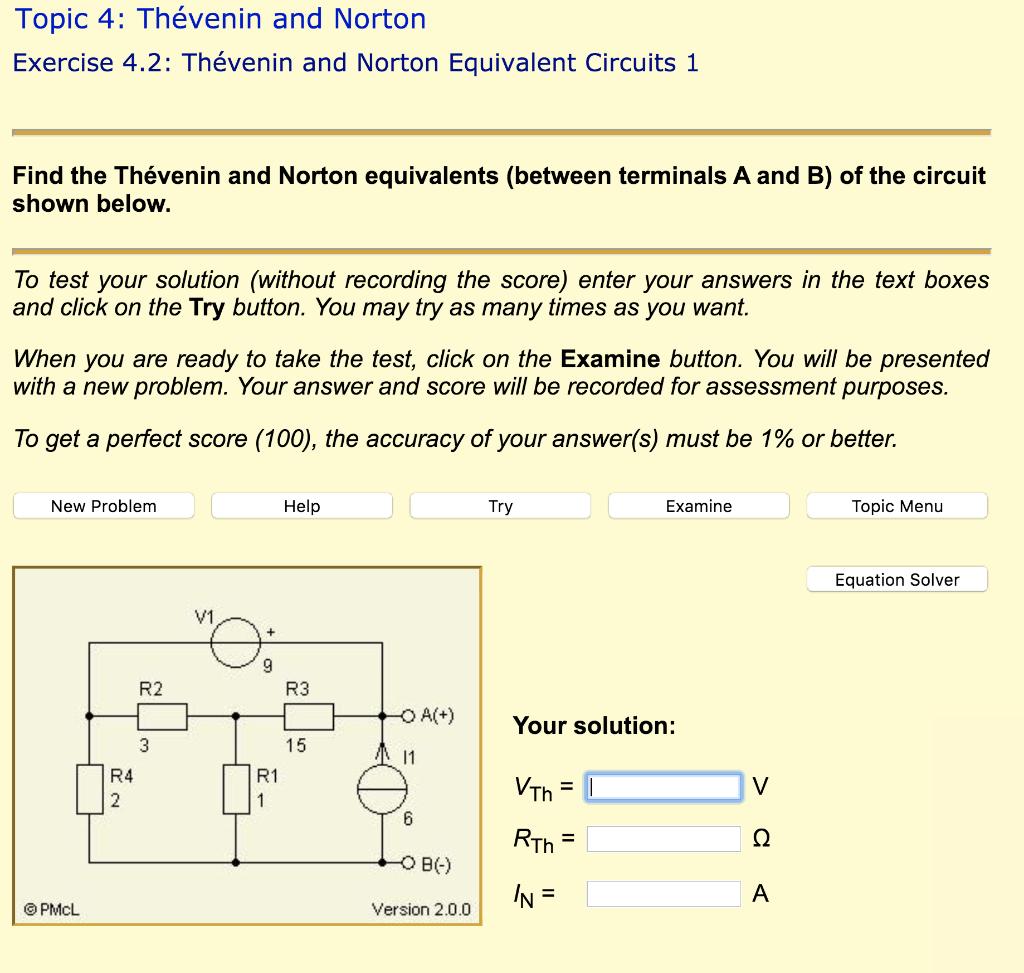 Solved Topic 4: Thévenin and Norton Exercise 4.2: Thévenin | Chegg.com