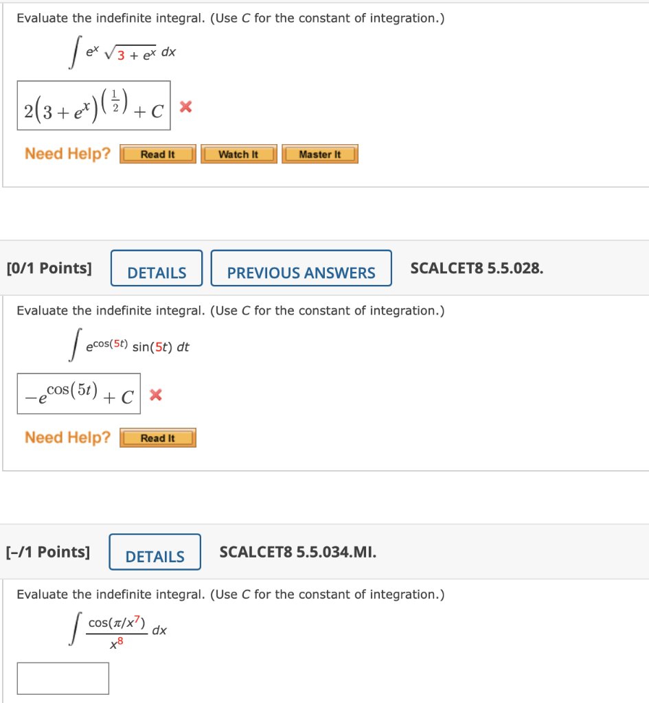 Solved Evaluate the indefinite integral. (Use C for the | Chegg.com