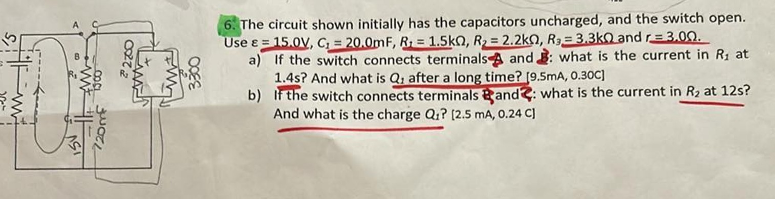 Solved The circuit shown initially has the capacitors | Chegg.com