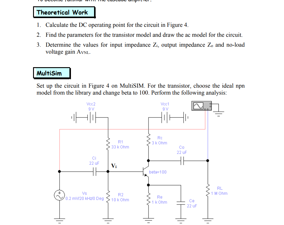 Solved Theoretical Work 1. Calculate the DC operating point | Chegg.com