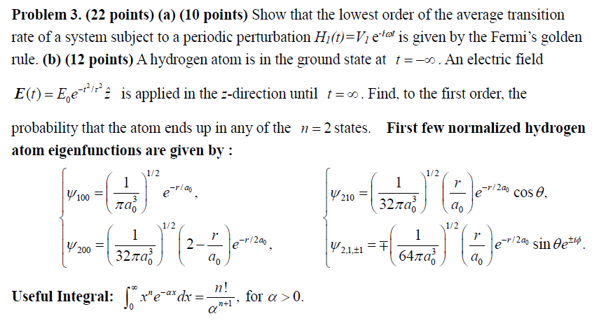 Solved Problem 3. (22 points) (a) (10 points) Show that the | Chegg.com