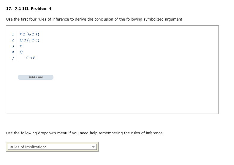 Solved 17. 7.1 III. Problem 4 Use the first four rules of | Chegg.com