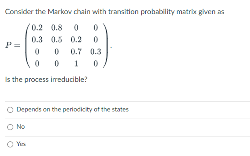 Solved Consider the Markov chain with transition probability | Chegg.com