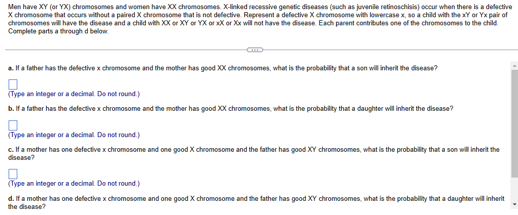 Solved Men have XY (or YX ) chromosomes and women have XX | Chegg.com
