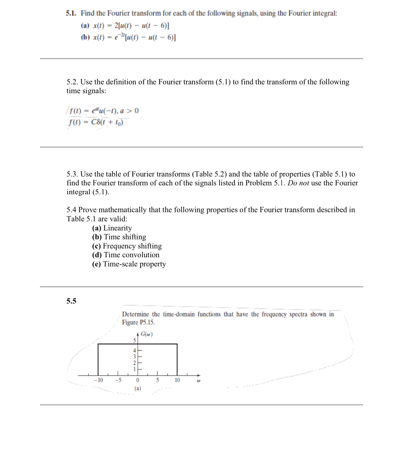 Solved 5.1. ﻿Find the Fourier transform for each of the | Chegg.com