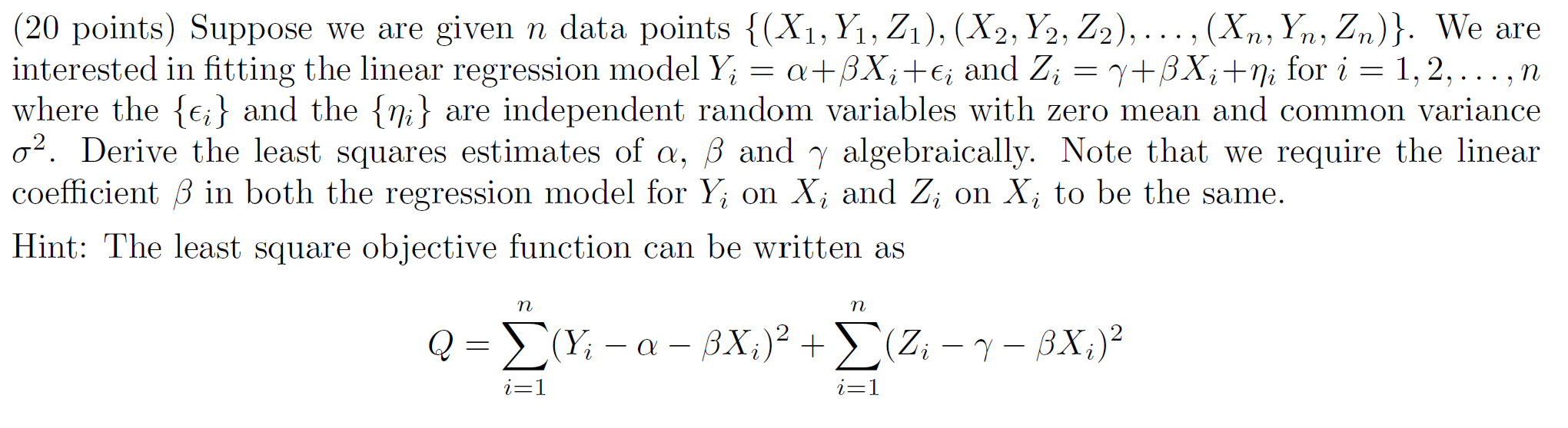 Solved (20 points) Suppose we are given n data points | Chegg.com