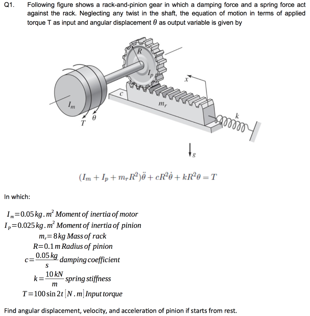Solved Q1 Following Figure Shows A Rack and pinion Gear In Chegg Solved Q1 Following Figure Shows A Rack and pinion Gear In Chegg