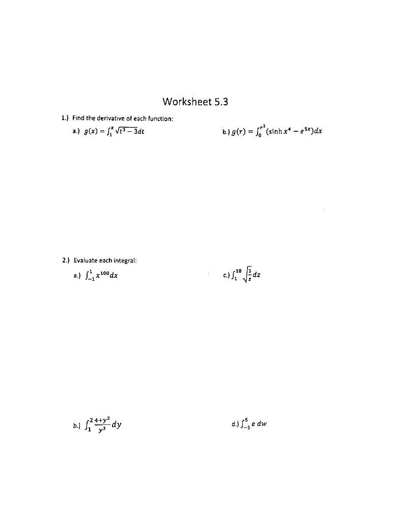 Solved A packet of worksheets from my Calculus 1 class from | Chegg.com