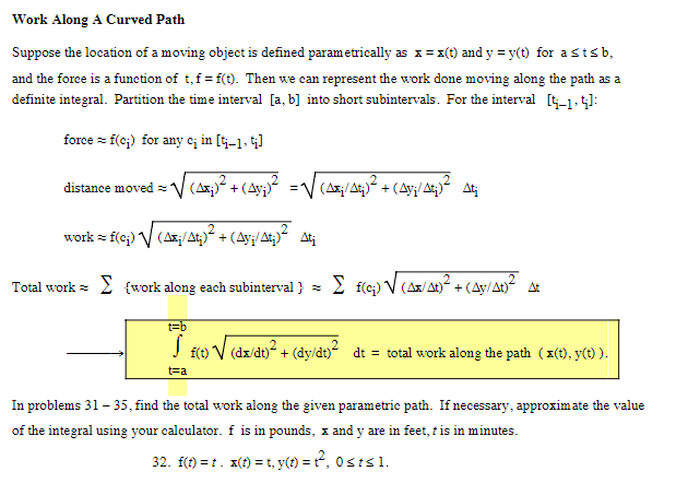 Solved Work Along A Curved Path Suppose the location of a | Chegg.com