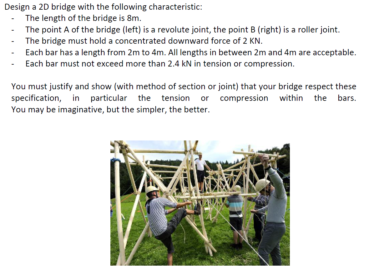 Solved Design a 2D bridge with the following | Chegg.com