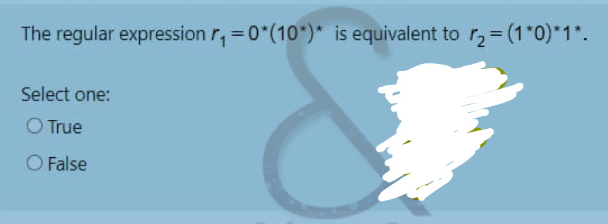 Solved The regular expression r1=0*(10*)* is equivalent to | Chegg.com