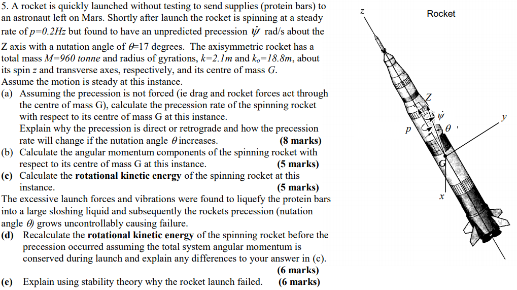 Rocket 5. A rocket is quickly launched without | Chegg.com