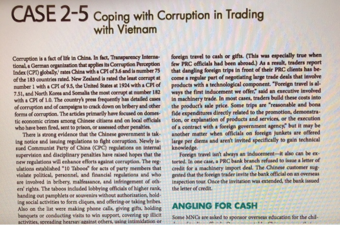 Solved CASE 2-5 coping with Corruption in Trading ipile witn | Chegg.com