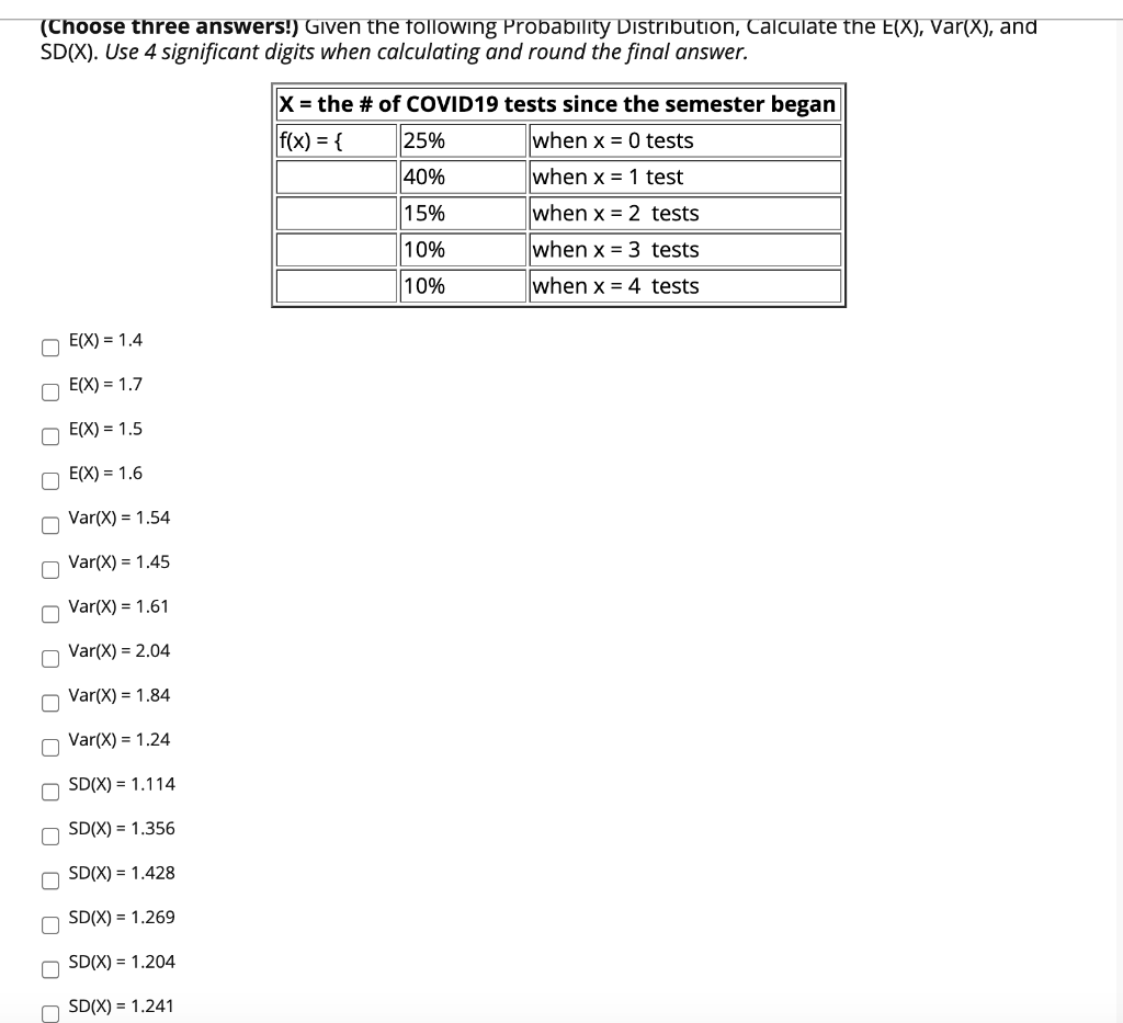 Solved (Choose three answers!) Given the following | Chegg.com