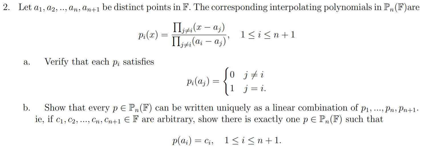 Solved 2 2. Let a1, A2, ..., An, An+1 be distinct points in | Chegg.com