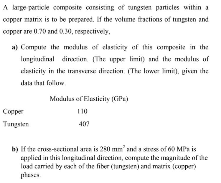Solved A large-particle composite consisting of tungsten | Chegg.com