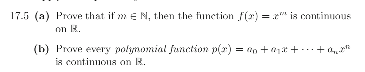 Solved 17.5 (a) Prove that if m EN, then the function f(x) = | Chegg.com